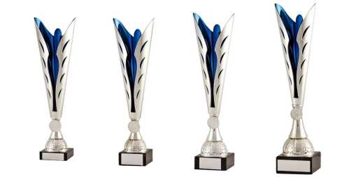 Modern Blue and Silver Fluted Cup Trophies 1998 Series - Direct Source
