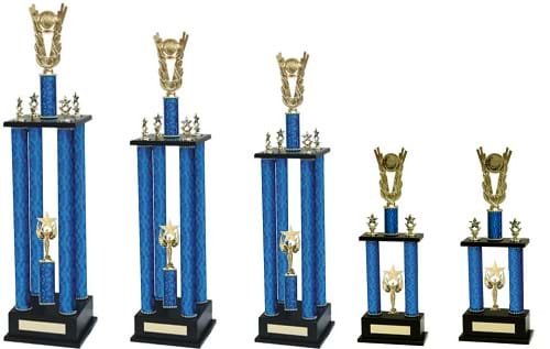 Big Competition Trophies 4 or 2 Column Blue Colour Theme-Trophies2Schools