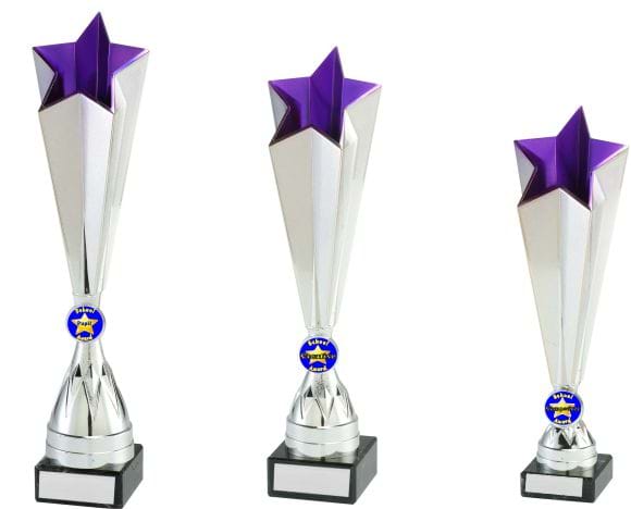 Amazing Tall Star Award Silver Purple-Trophies2Schools